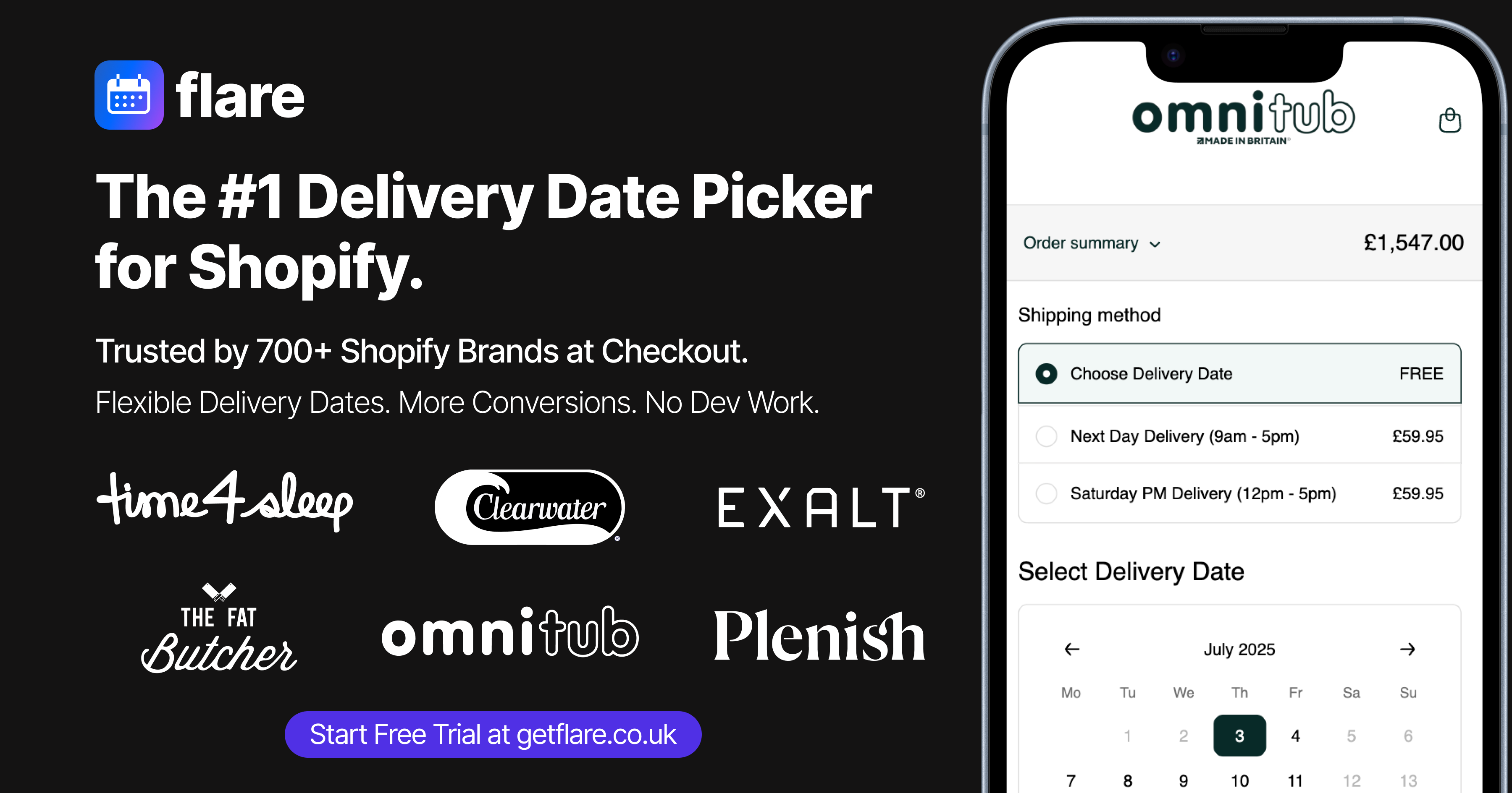 Shopify Plus Checkout Delivery Date Picker — Native Block | Flare